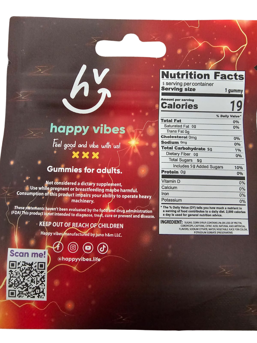 5 CT Boost Bites Mushroom Gummies | Happy Vibes life